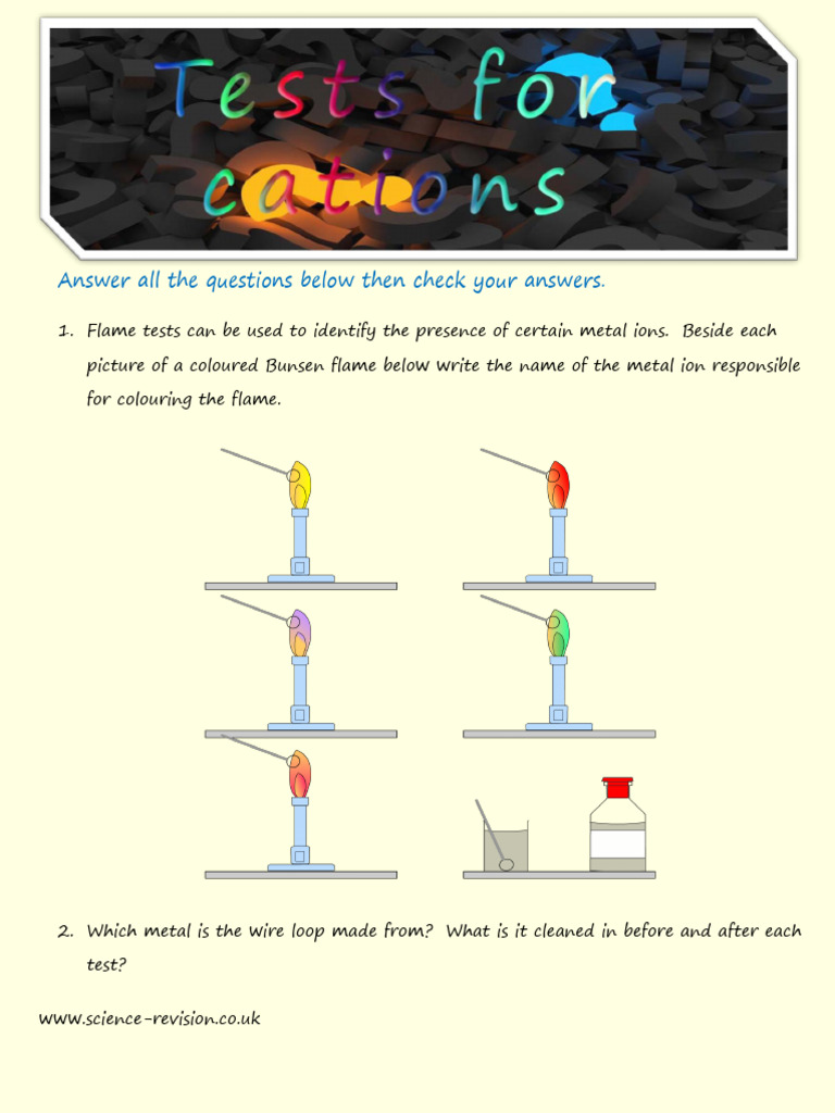 tests for cations | PDF | Hydroxide | Ammonium