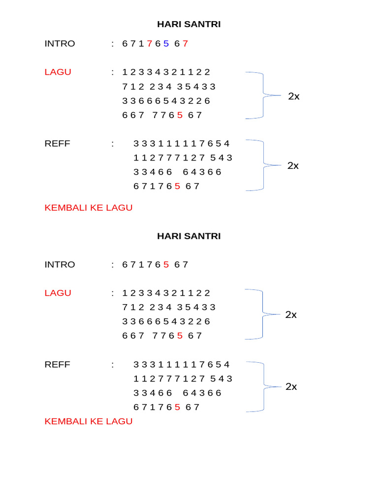 Not Angka Hari Santri | PDF