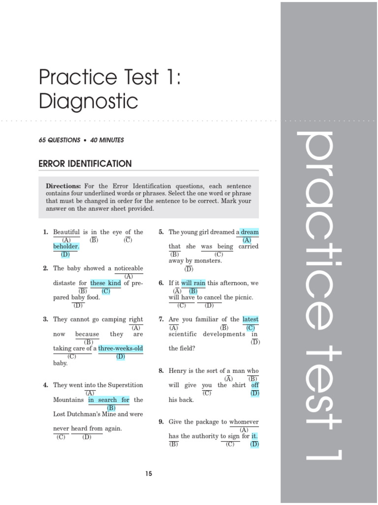 Grammar Diagnostic Test | PDF