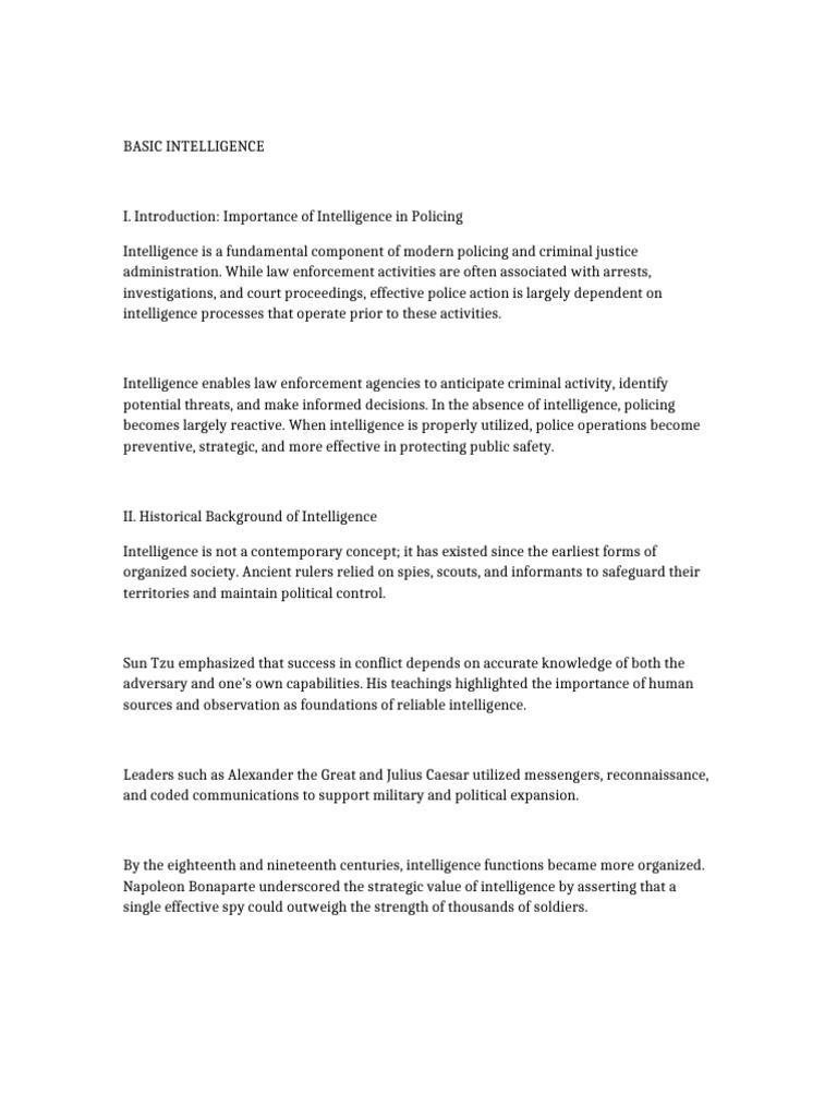 Basic Intelligence Handout 8eaf6fc8 a7c8 4ea4 a94f 2c65ff8a313d | PDF ...