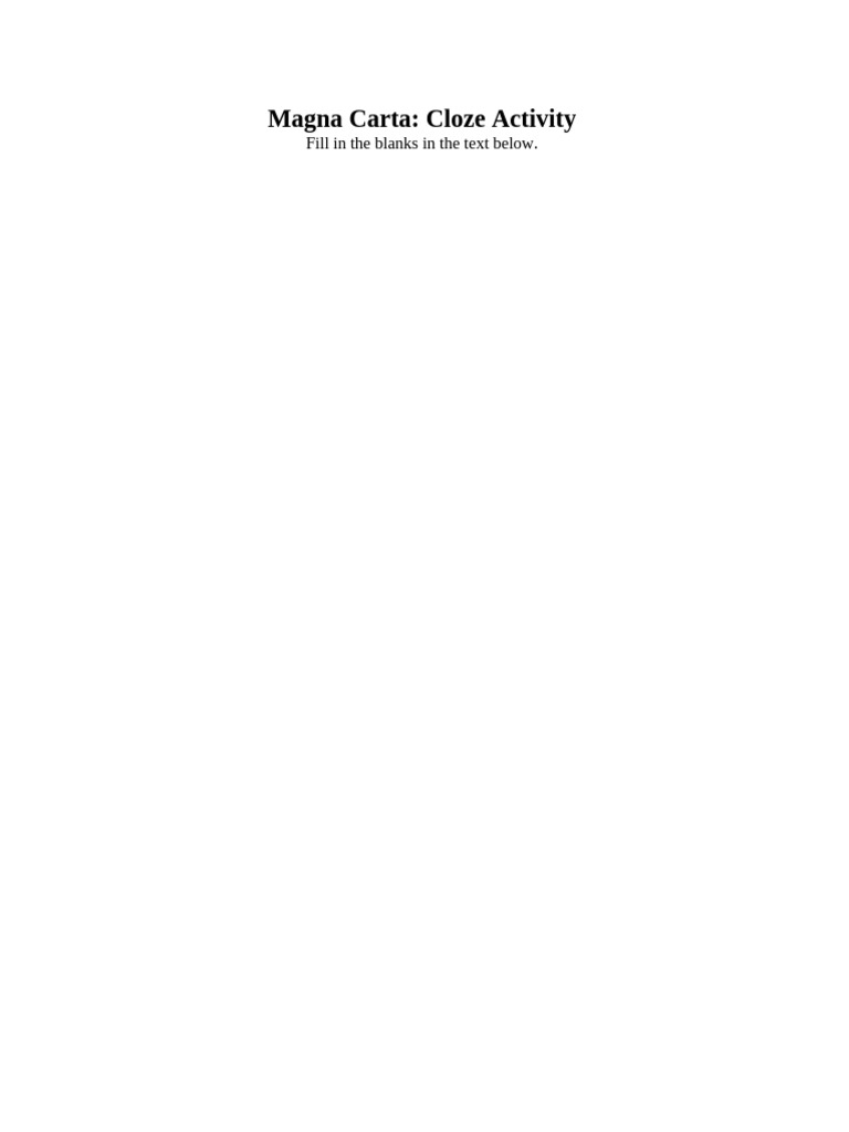 Magna Carta Cloze Activity | PDF