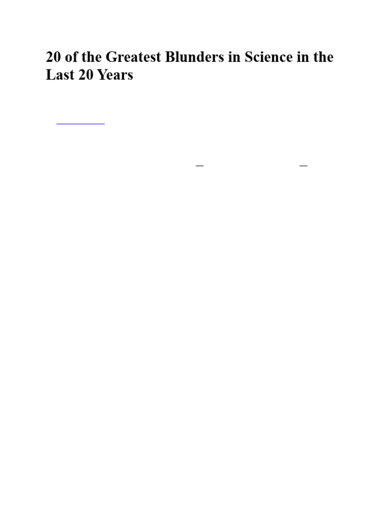 20 of The Greatest Blunders in Science in The Last 20 Years | PDF ...