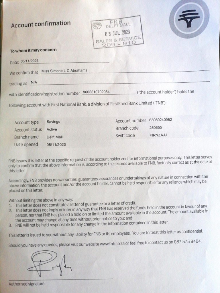 Account Confirmation | PDF