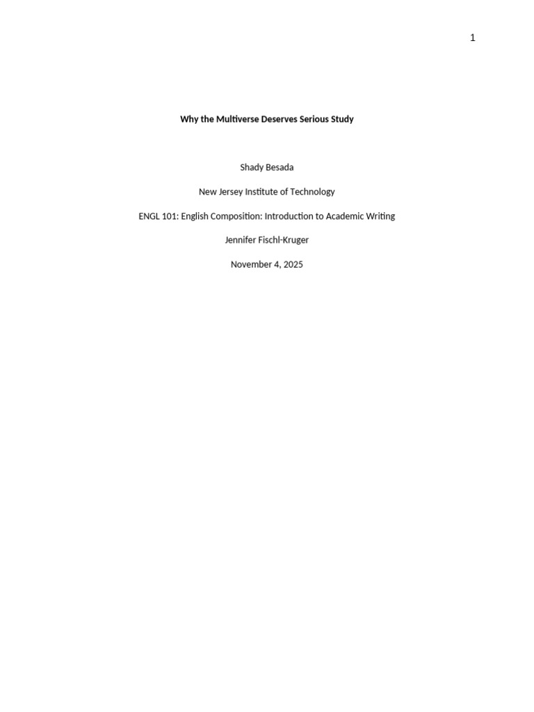 1ENGL 101 - Argumentative Essay FINAL - Draft - Shady Besada | PDF ...