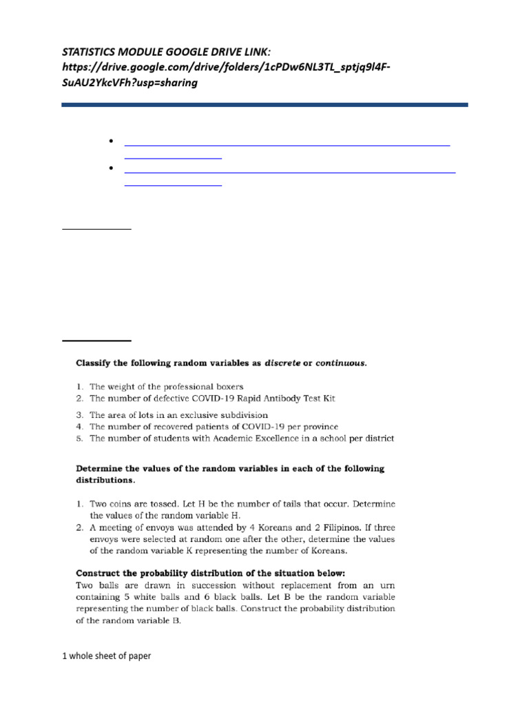 ADM STATISTICS Gdrive Link Video Lesson and Seatworks | PDF