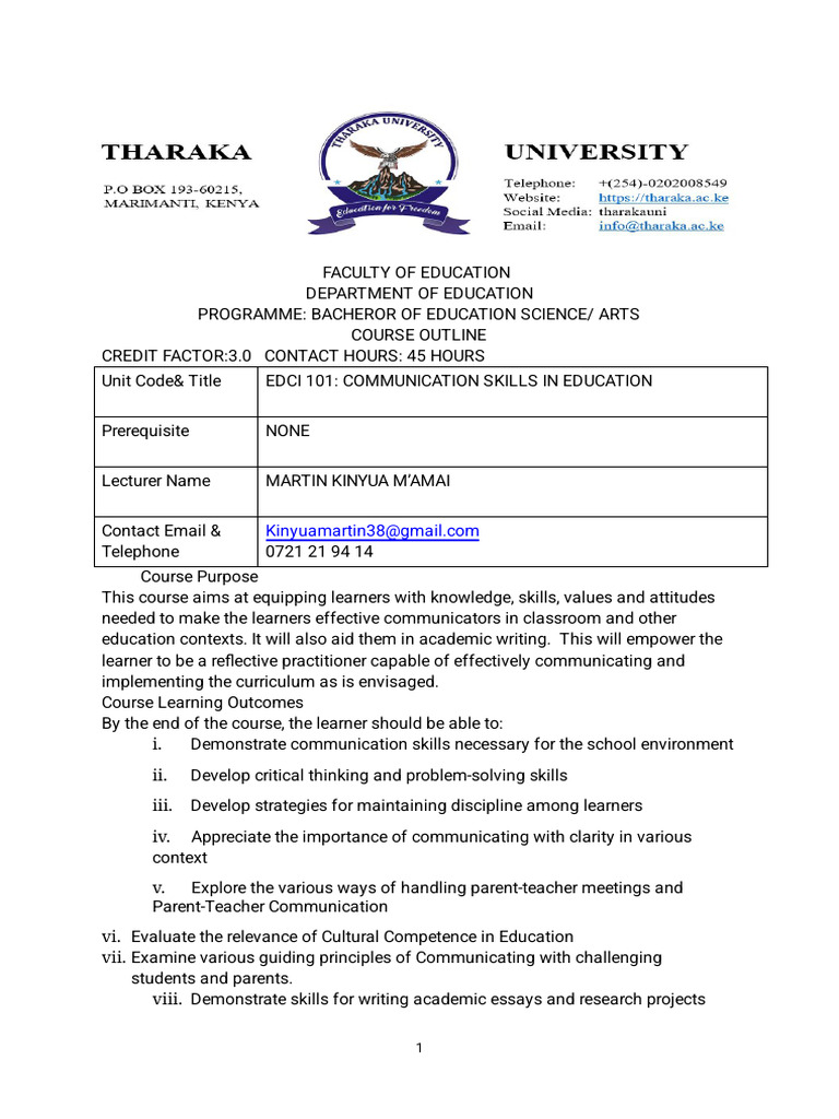Notes Edci 101 Communication Skills in Education With CBC Course ...