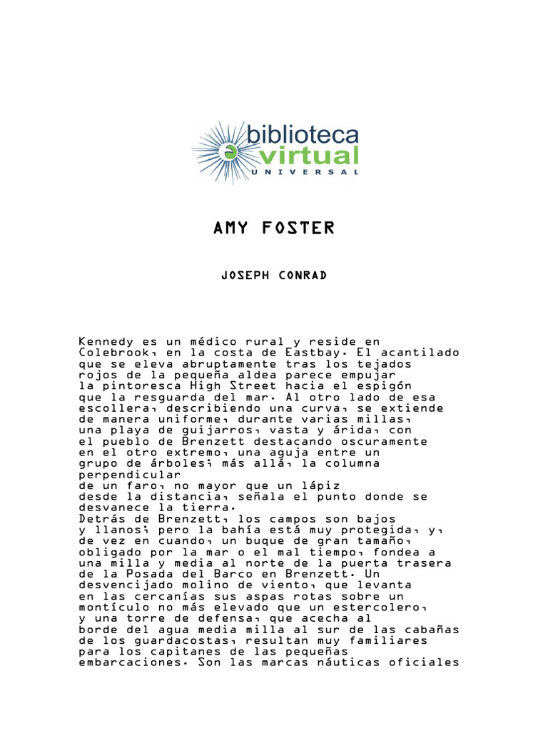 Amy Foster-Joseph Conrad | PDF