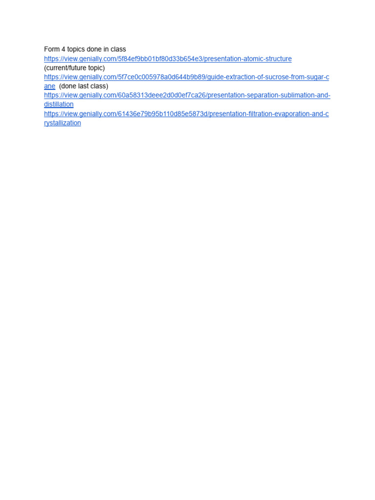 Form 4 Topics Done in Class | PDF