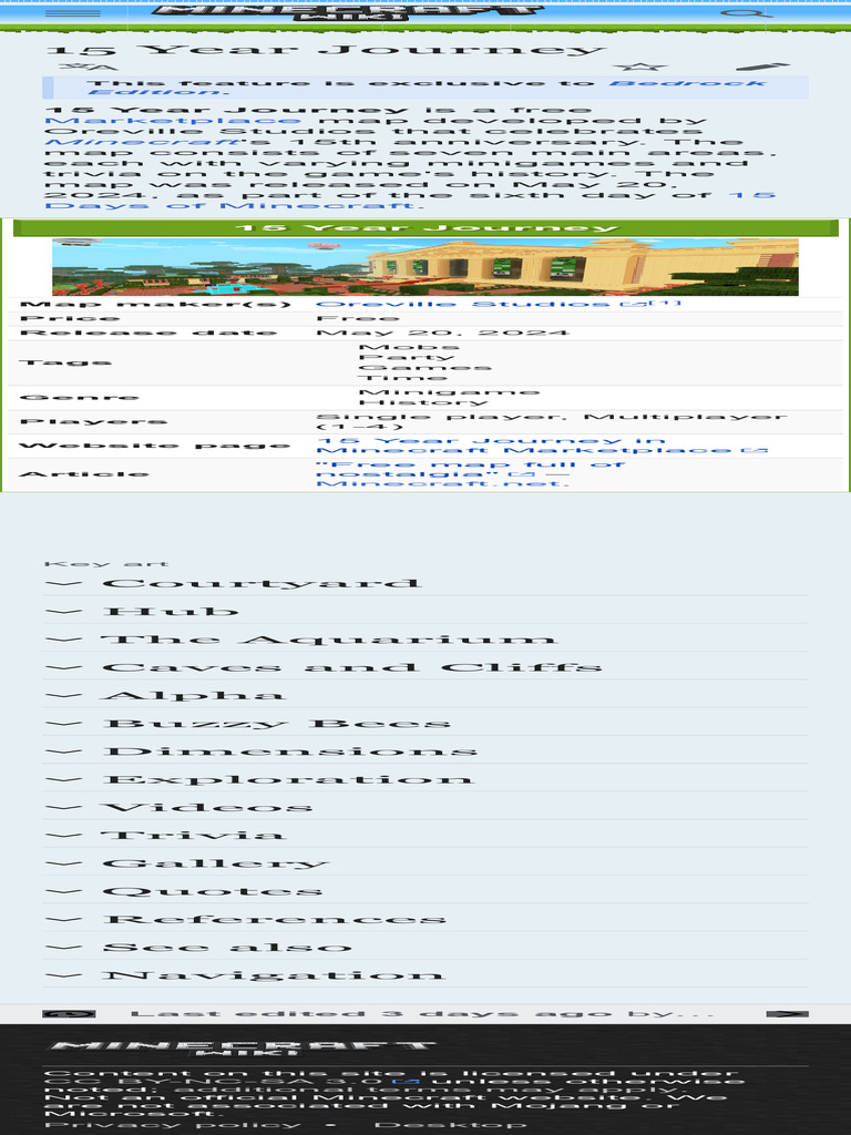 15 Year Journey - Minecraft Wiki | PDF