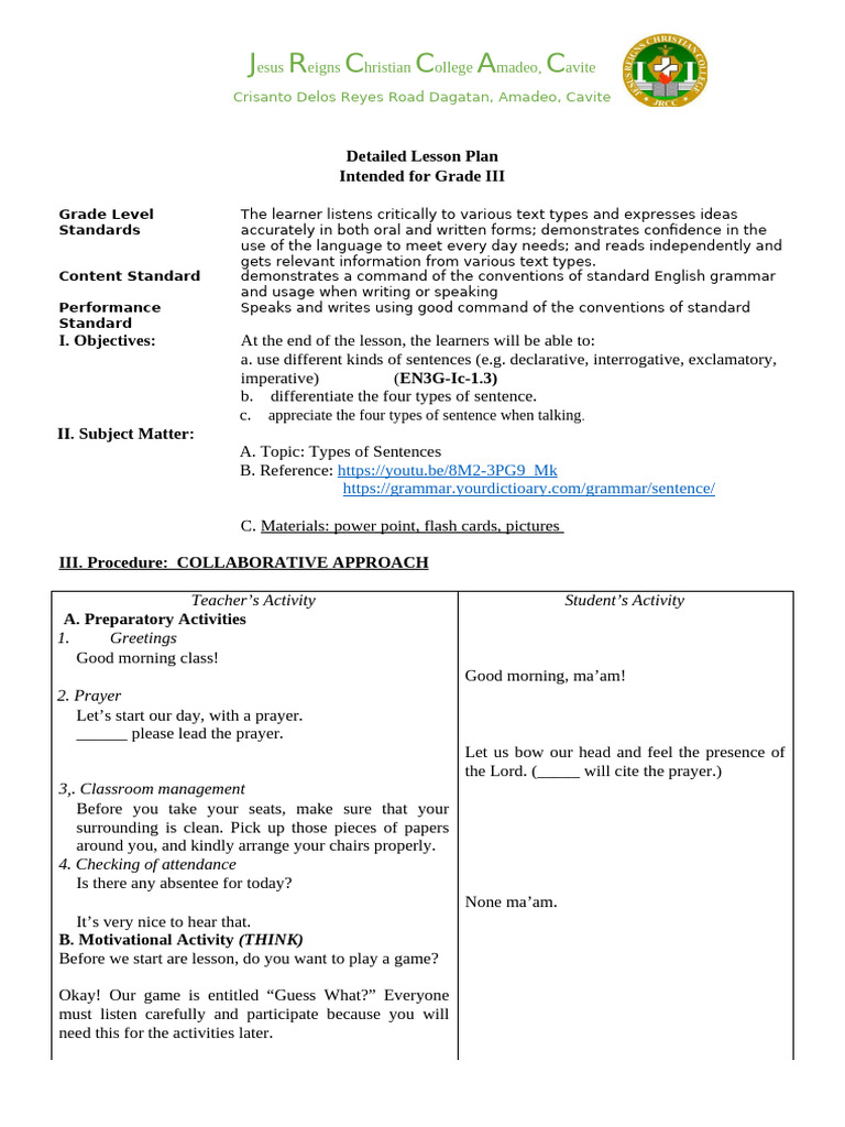 (Final) Detailed Lesson Plan REVISION COLLABORATIVE APPROACH (fINAL ...