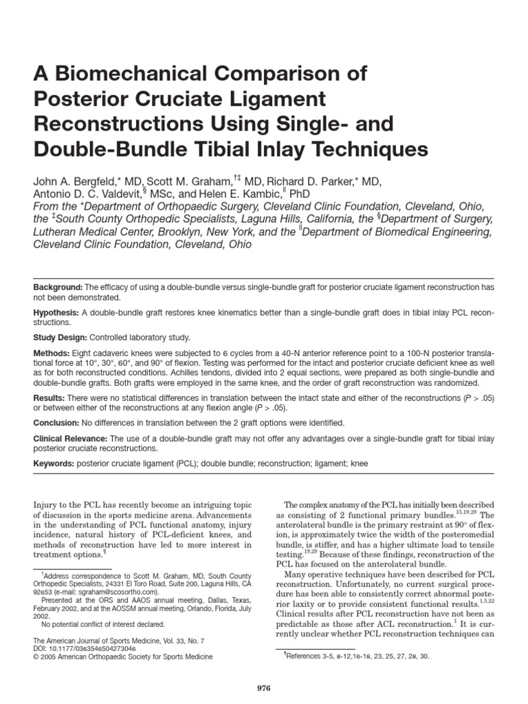 A Biomechanical Comparison of Posterior Cruciate Ligament ...