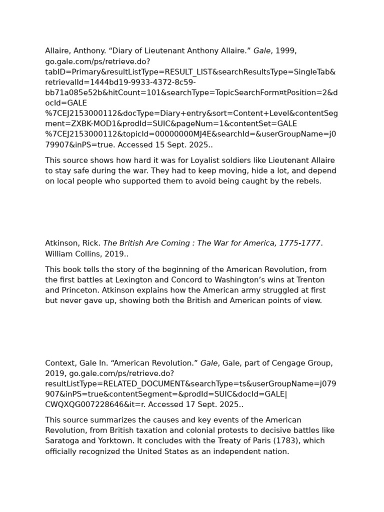 Annotated Bibliography | PDF | American Revolution | Atlantic Revolutions