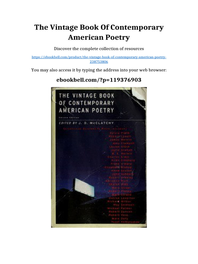 The Vintage book of contemporary American poetry digital download | PDF ...