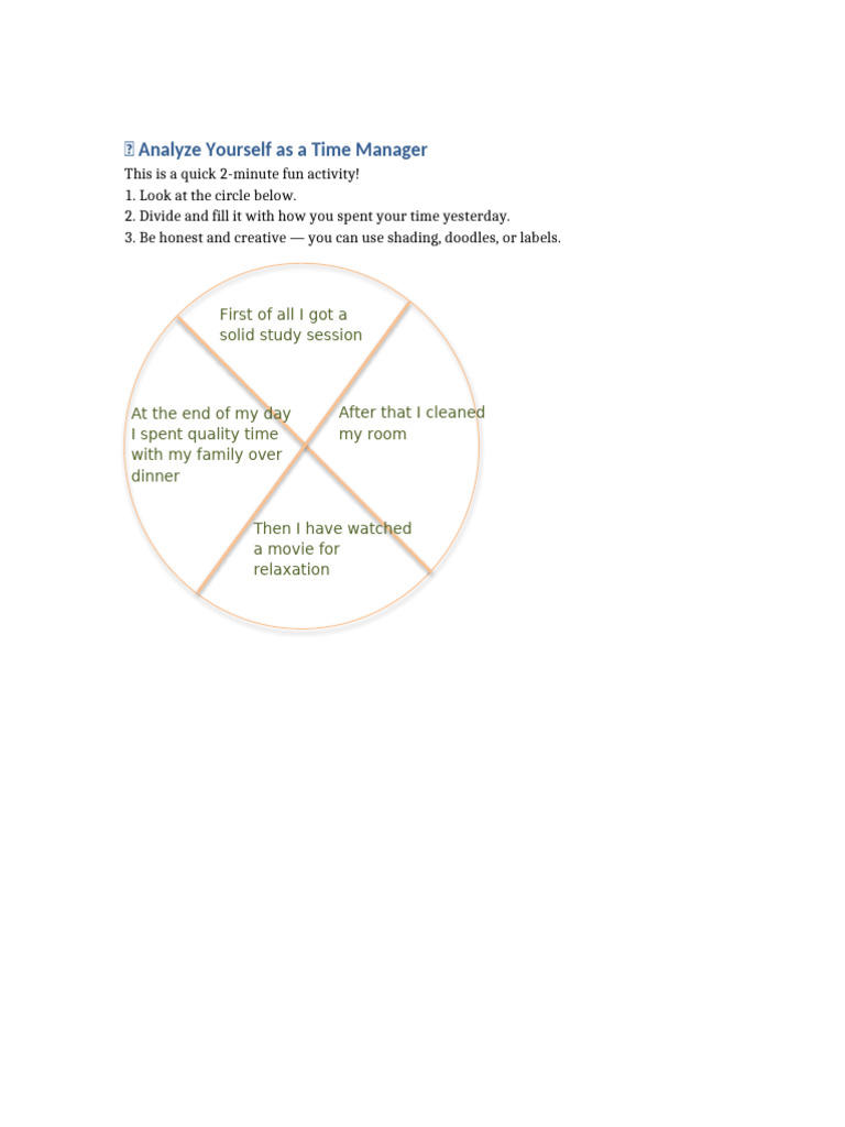 Time Management Pie Empty | PDF