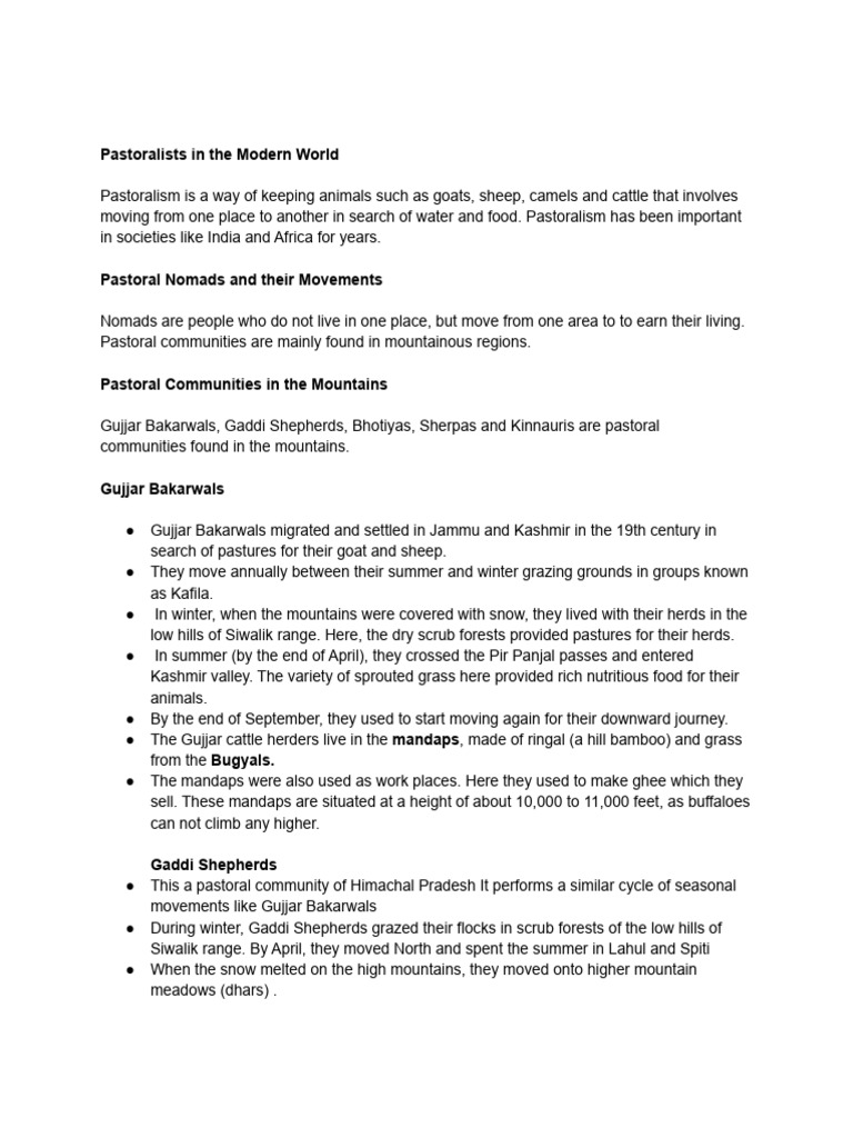 Pastoral in The Modern World Study Material | PDF | Pastoralism ...
