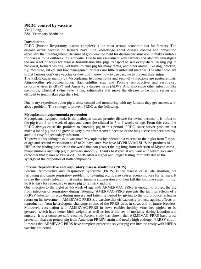 PRDC Control by Vaccine | PDF | Pig | Vaccines