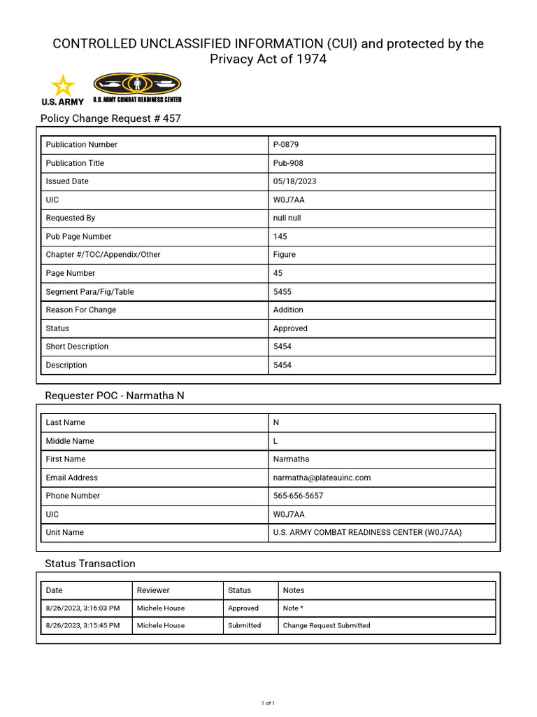 Policy Change Request # 457 | PDF