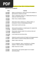 10th Class Study Timetable Guide | PDF
