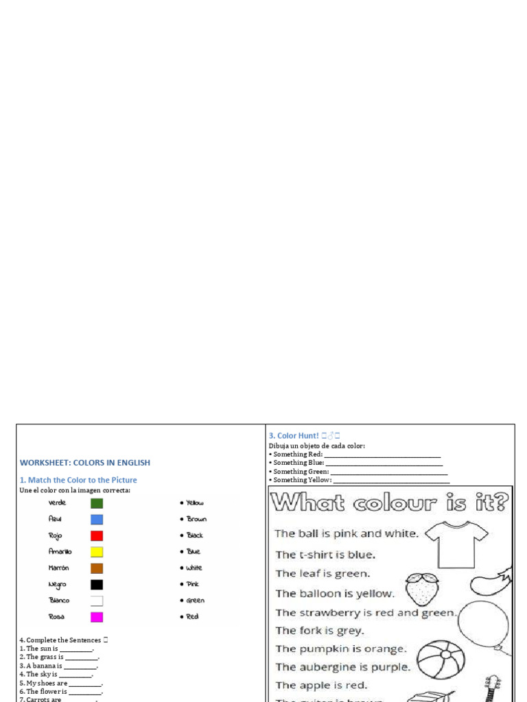 Worksheet Colors English FULL | PDF