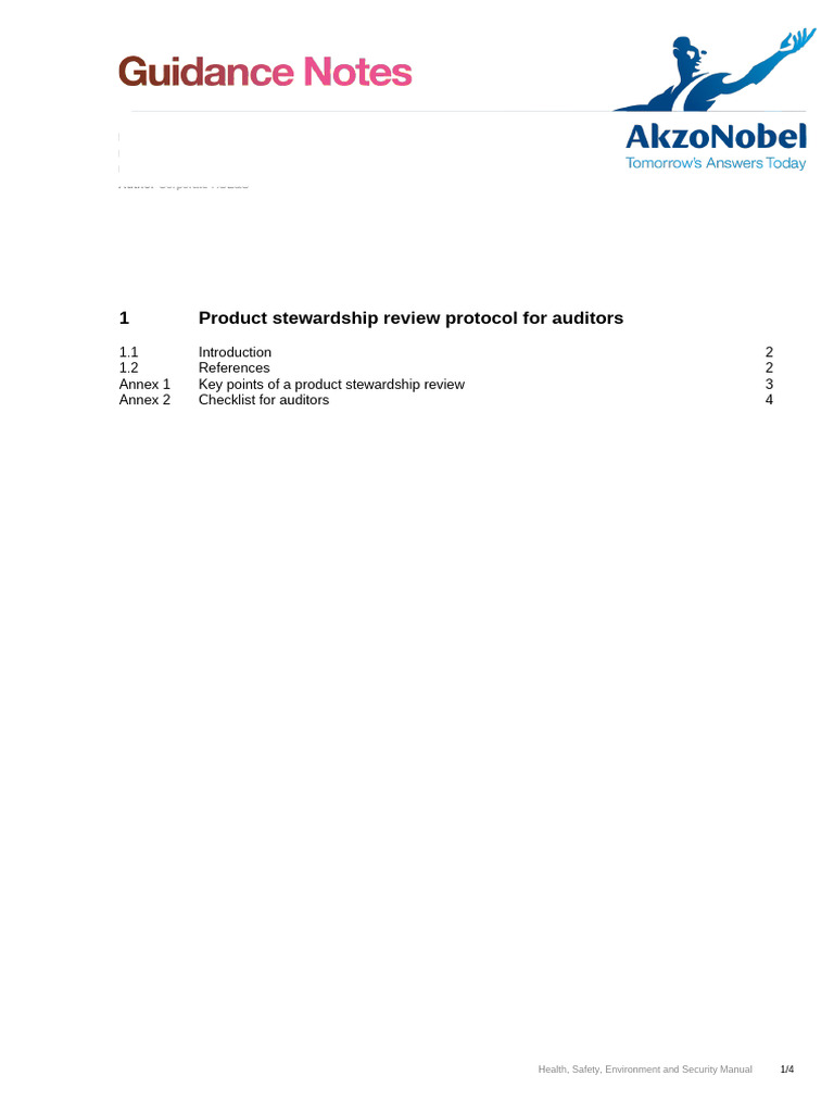 HSES GN 01 - Stewardship Review Protocol For Auditors | PDF | Supply ...