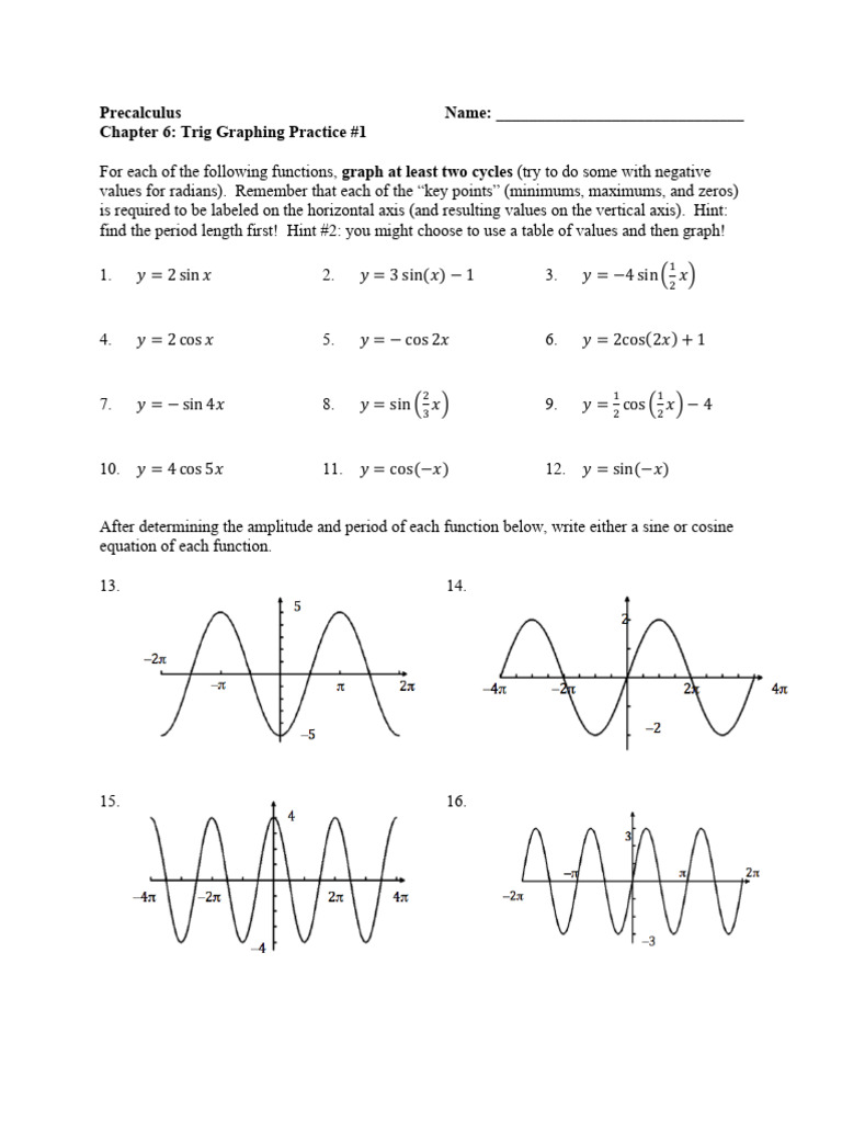 08 - AfBxD Trig Graph Practice | PDF | Elementary Mathematics ...