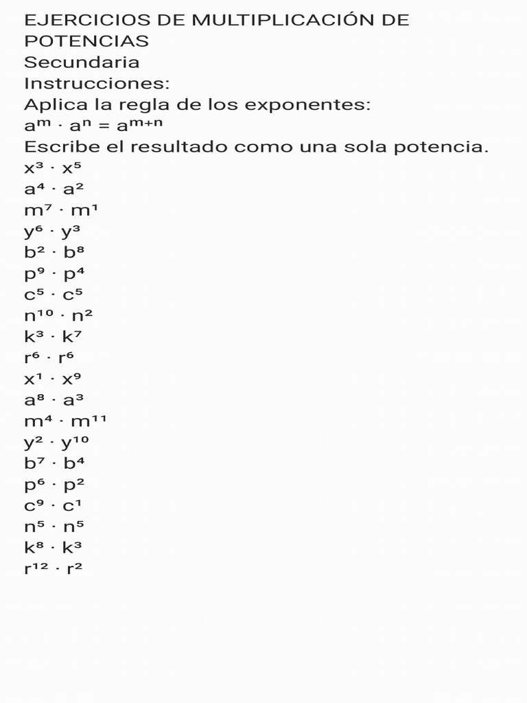 Ejercicios multipli potencias | PDF