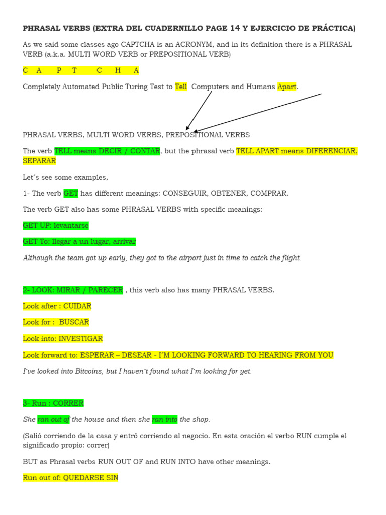 Phrasal Verbs Theory and Practice | PDF | Grammar | Syntax