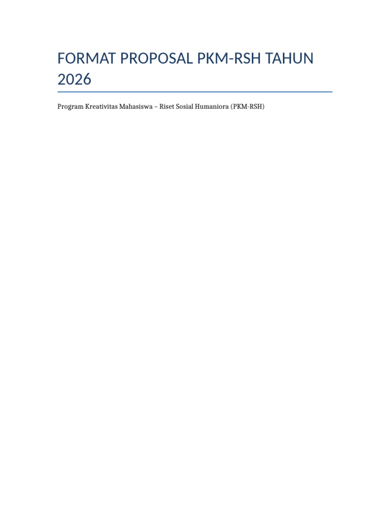 Format Proposal PKM-RSH 2026 | PDF