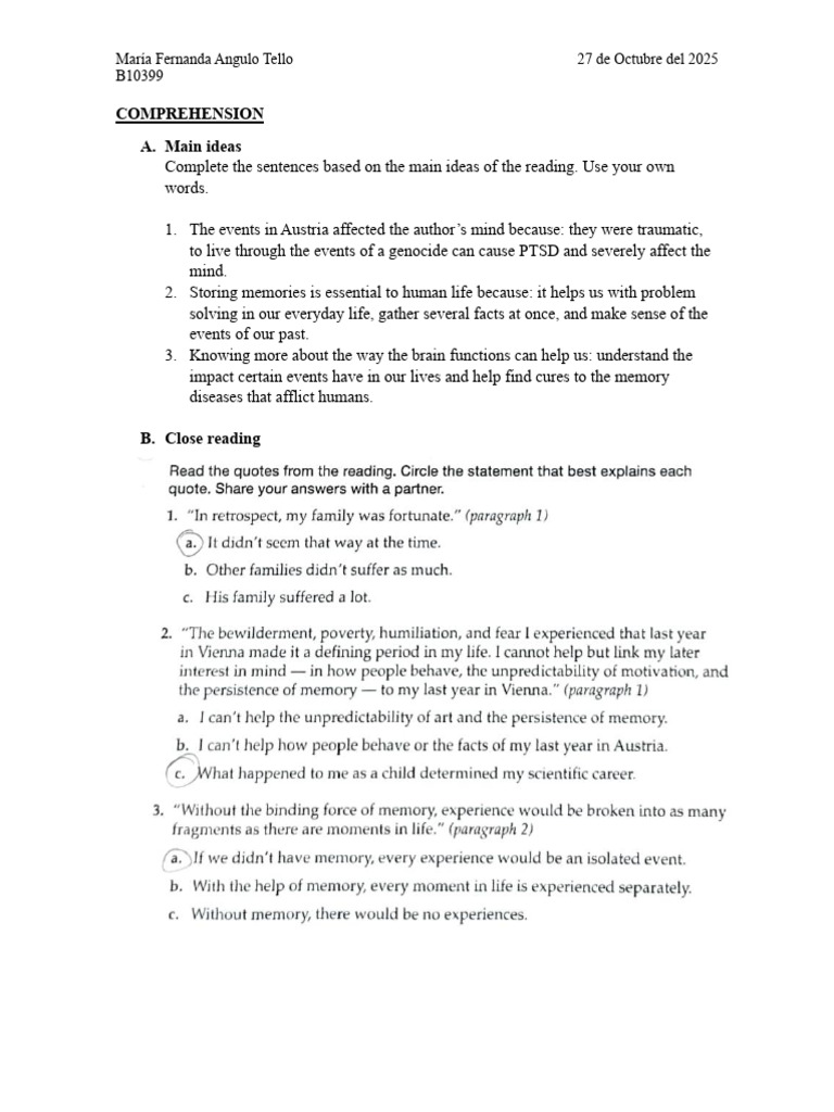 Reading Analysis - Maria Fernanda Angulo Tello | PDF | Psychological ...