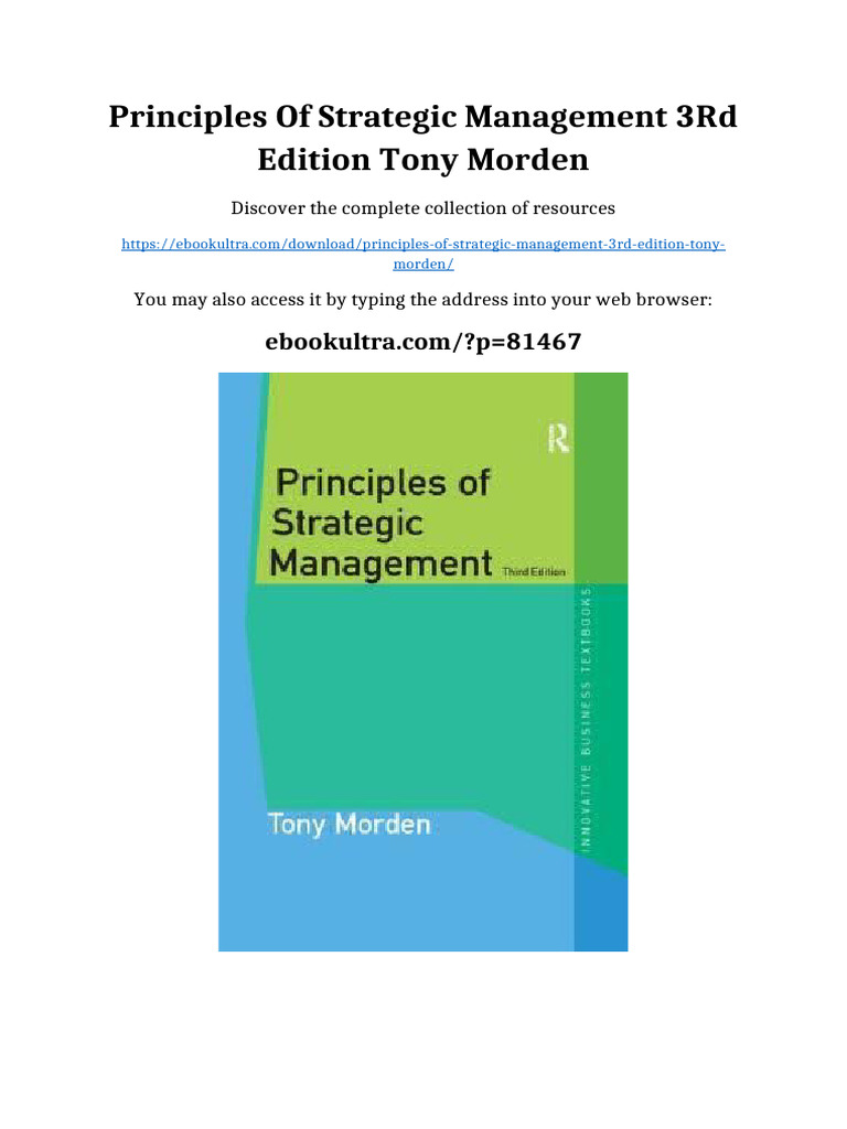 Principles of Strategic Management 3rd Edition Tony Morden Kindle & PDF ...