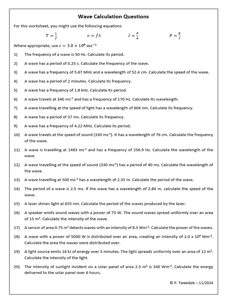 Frequency Period and Wave Speed (PJT) | PDF | Frequency | Wavelength