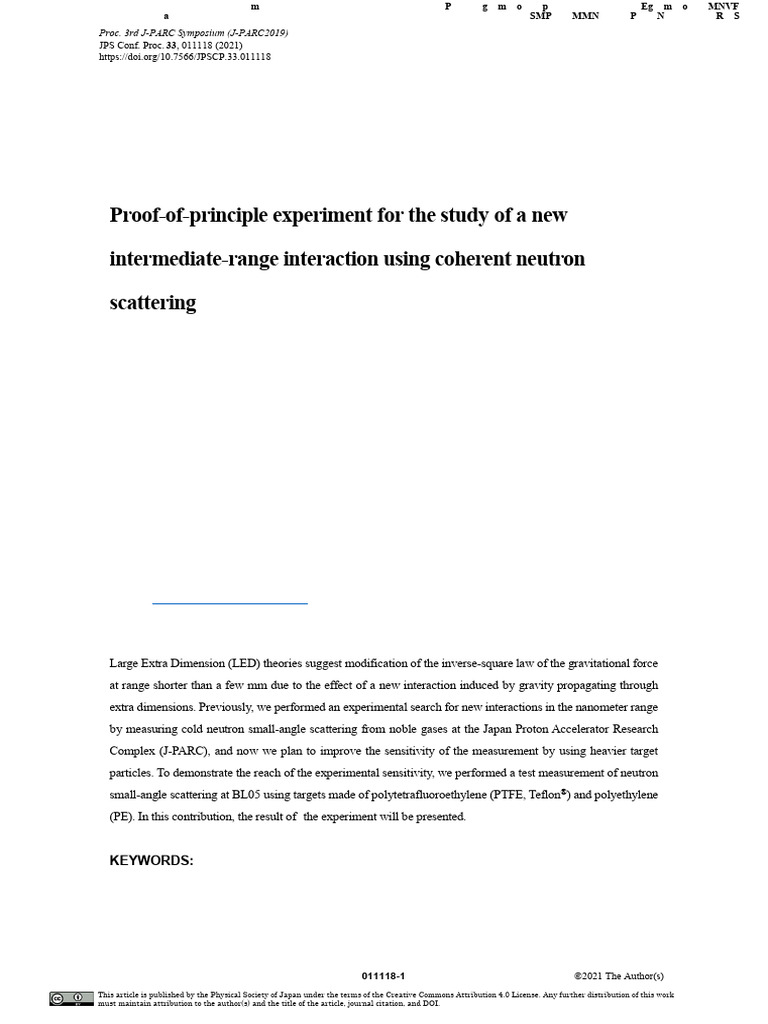 Proof-of-principle experiment for the study of a new intermediate-range ...