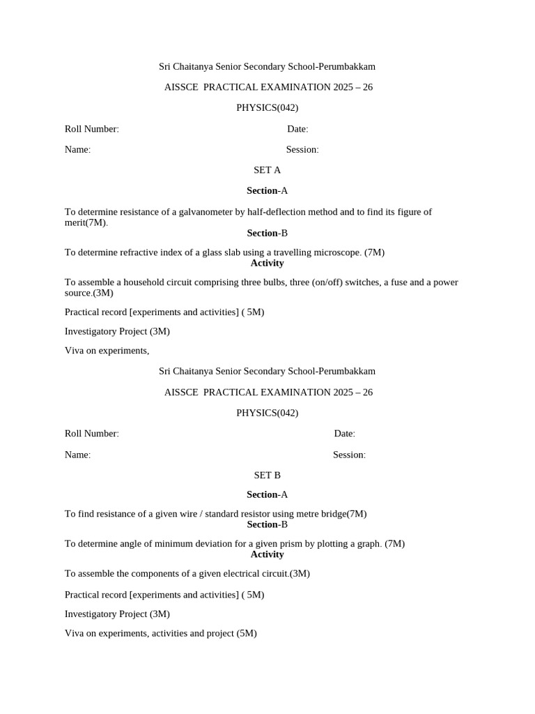 Practical Question Paper Batch 2 | PDF | P–N Junction | Electrical ...