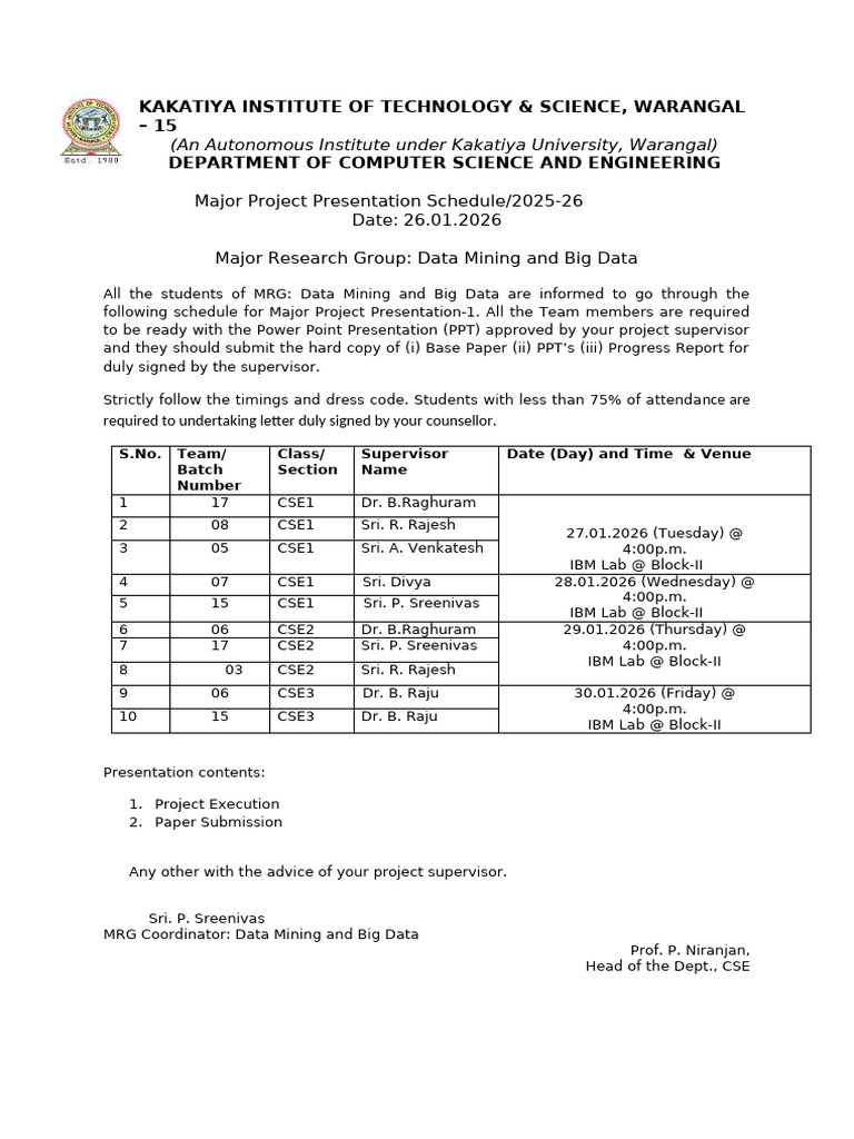 MRG Schedule - Even 2025-26 | PDF | Computing | Information Technology
