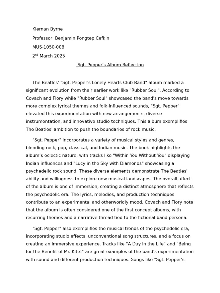 Sgt_Peppers_Album_Analysis_KB | PDF | Rock Music | The Beatles