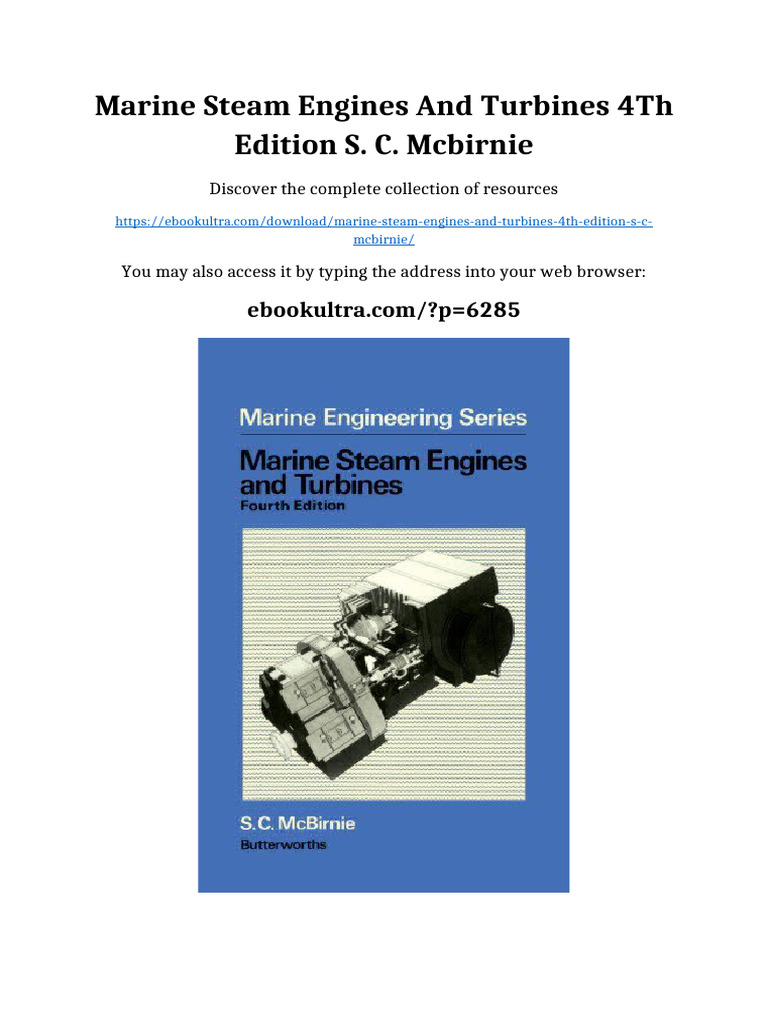 Marine Steam Engines and Turbines 4th Edition S. C. Mcbirnie Digital ...
