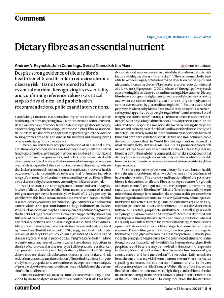 Fibra Nutriente Esencial - Nature | PDF | Dietary Fiber | Diet & Nutrition
