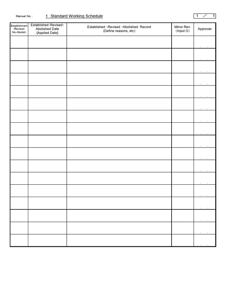 1 Standard Working Schedule(en) | PDF