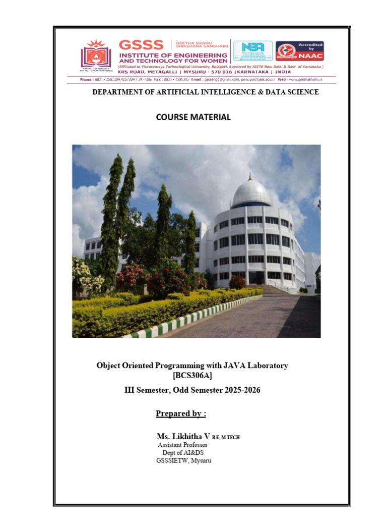 BCS306A OOPS with Java Lab manual | PDF | Method (Computer Programming ...