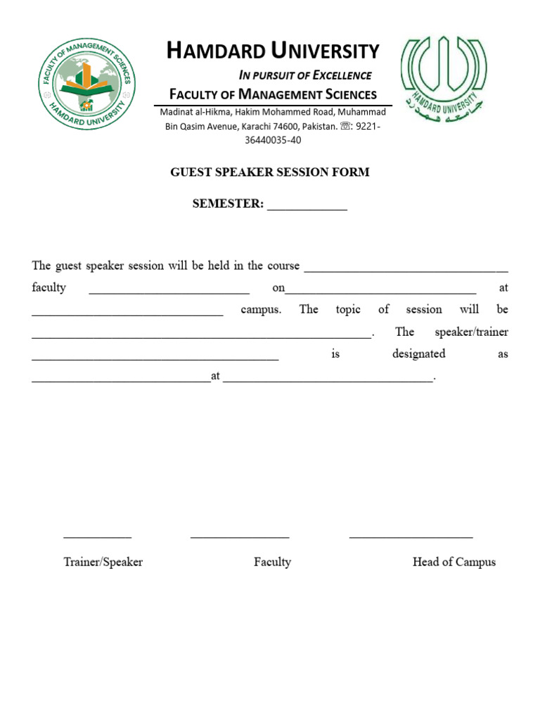 Guest Speaker Session Form | PDF