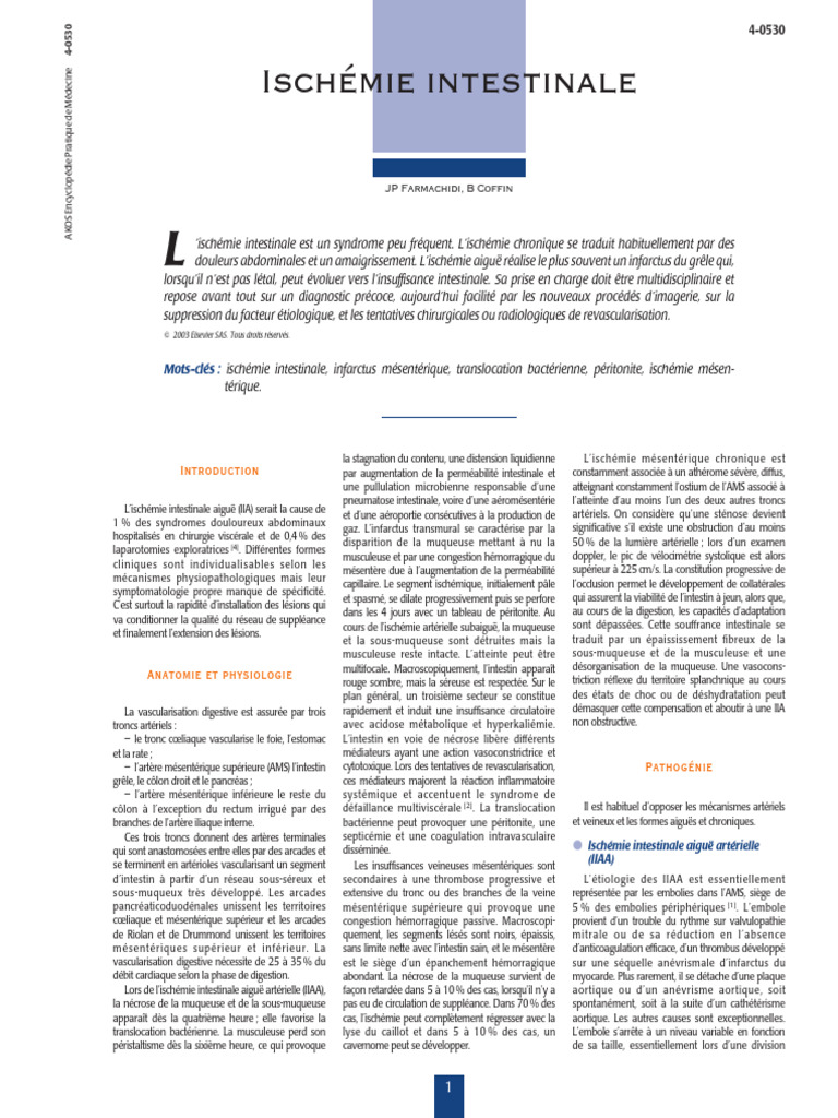 36.ischemie Intestinale | PDF | Infarctus du myocarde | Angiographie