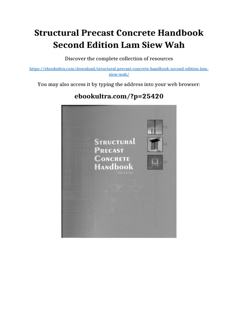 Structural Precast Concrete Handbook Second Edition Lam Siew Wah Kindle ...