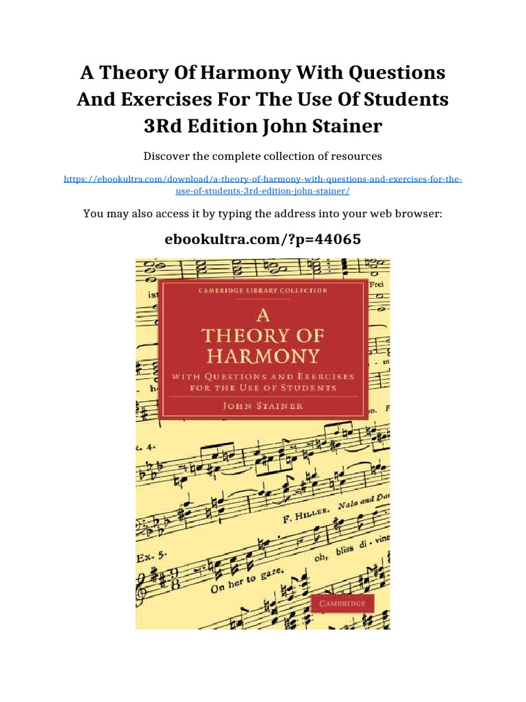 A Theory of Harmony With Questions and Exercises for the Use of ...