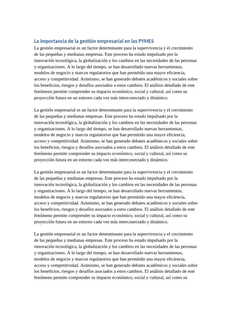 Gestión Empresarial en Pymes | PDF | Innovación | Globalización
