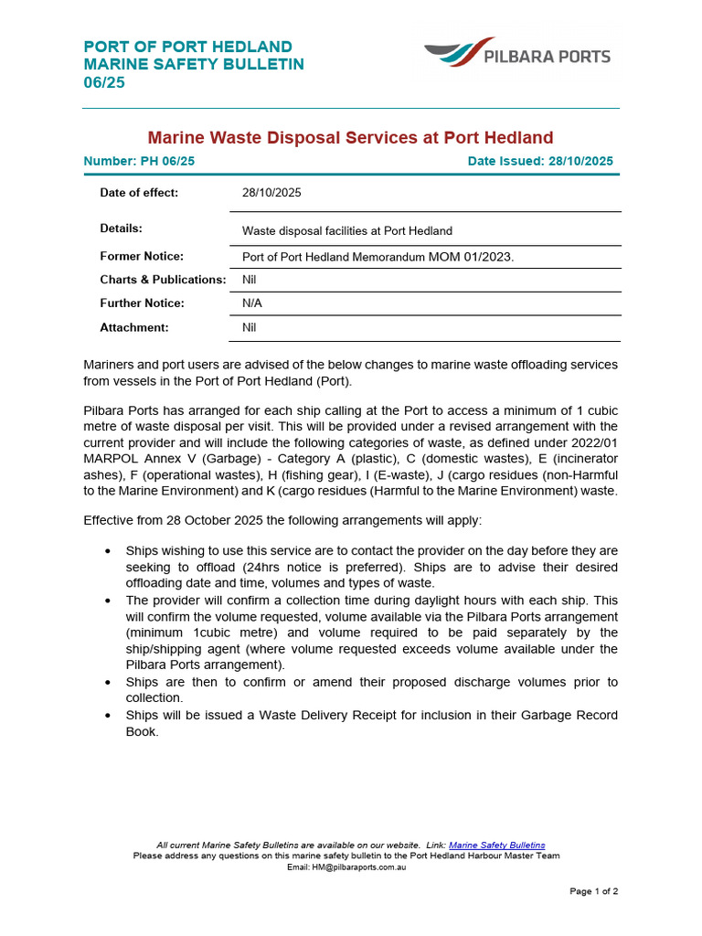 PH 06 2025 Marine Waste Disposal Services | PDF | Municipal Solid Waste ...