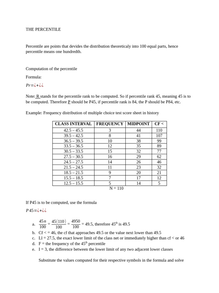 The Percentile | PDF