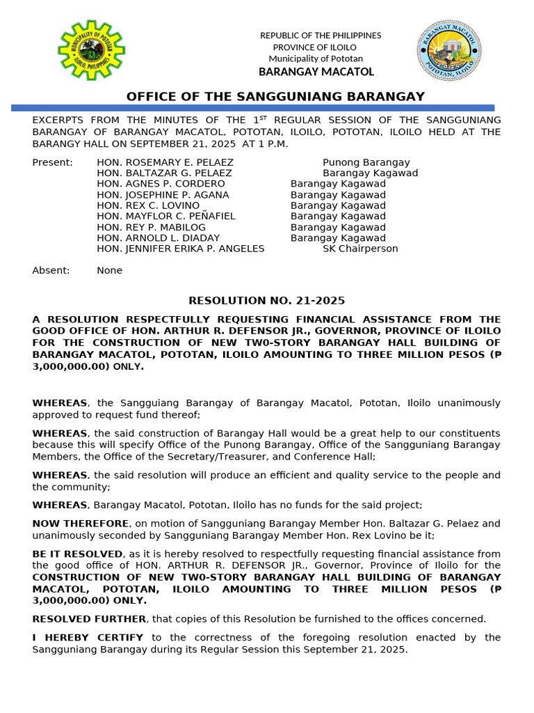 21 Barangay Hall | PDF | Philippines | Government