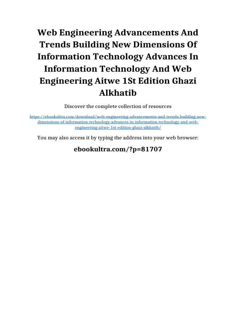 Web Engineering Advancements and Trends Building New Dimensions of ...