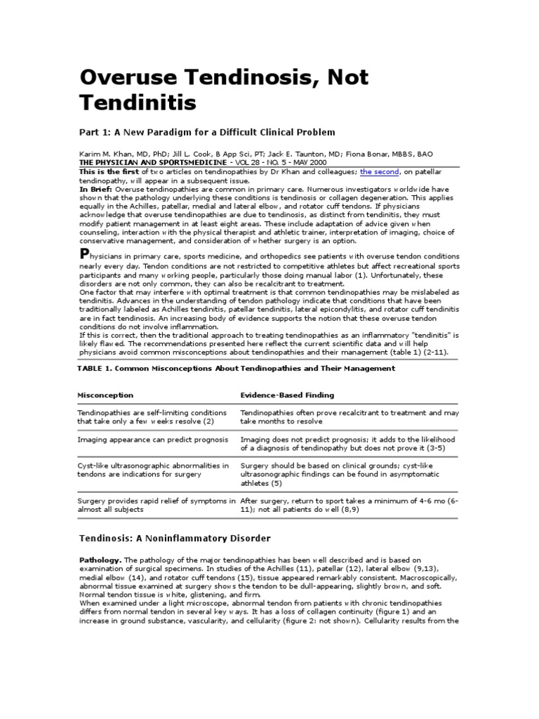 Overuse Tendinosis | PDF | Tendon | Inflammation