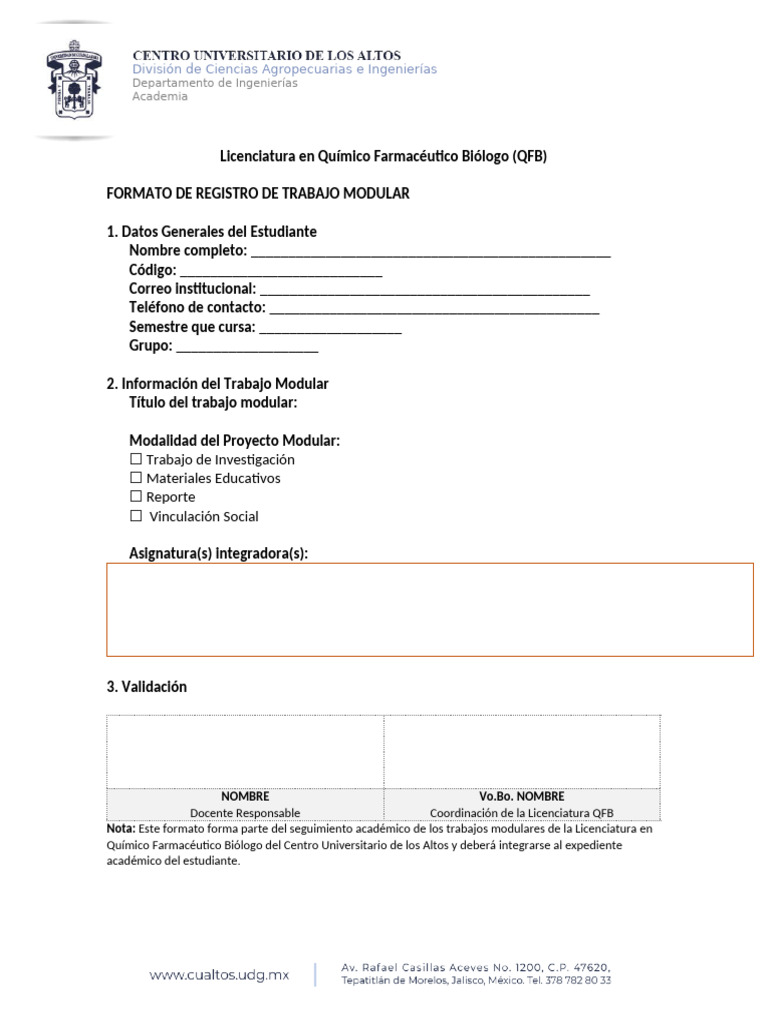 Proyectos Modulares Registro | PDF